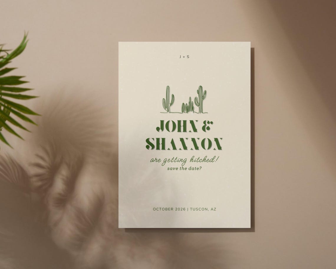 Desert Cactus Save the Date | Custom Card | Terracotta Theme | Made to ...