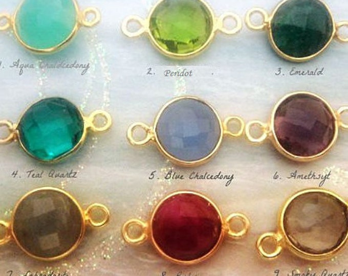 15x8mm Gemstone Bezel Connector 24k Gold Vermeil Link | Etsy