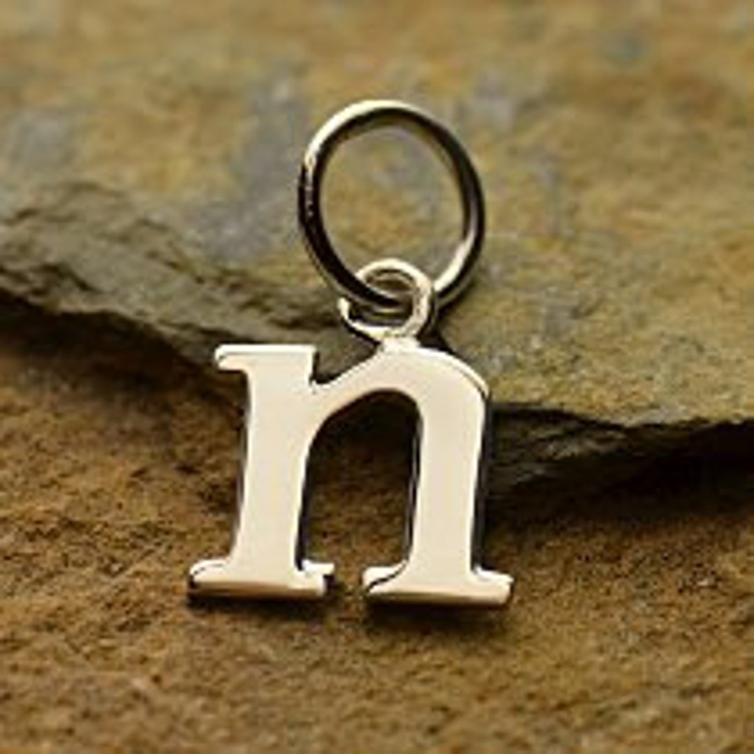Silver Letter "n" Charm, Typewriter Lowercase Alphabet Charm, 925 ...