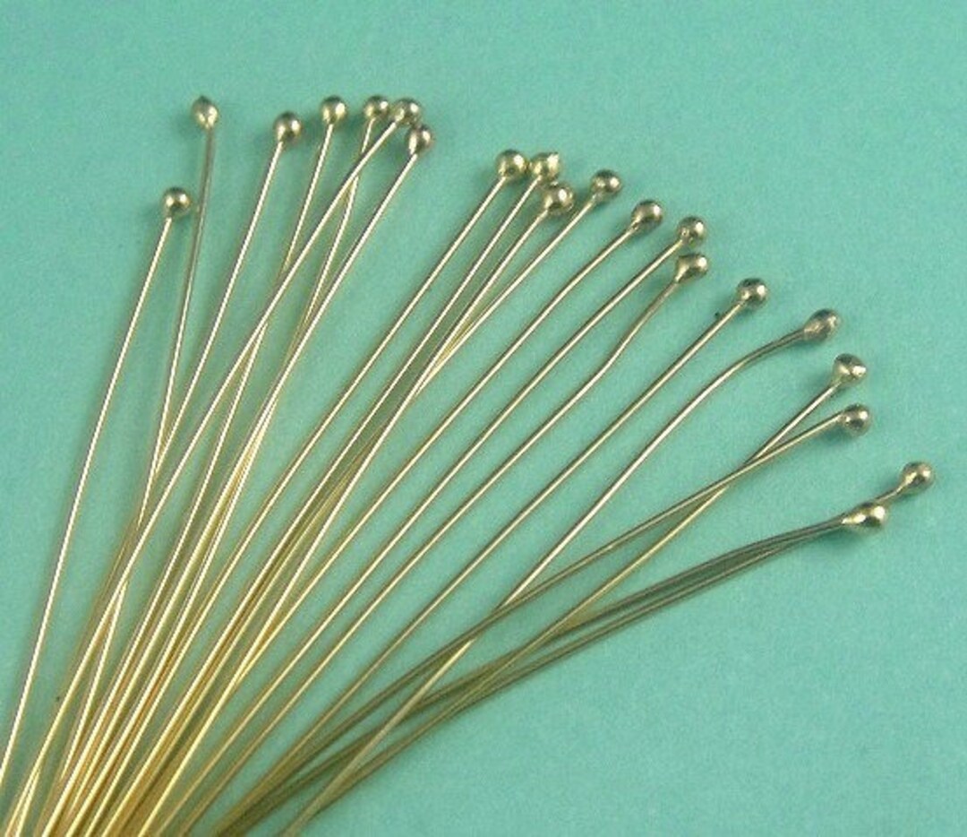 26 Gauge Ga G, Ball Head Pins Headpins, 14k Gold Filled 1 Inch, 25mm ...