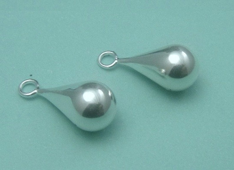 Silver Teardrop Charm 2 Pcs Sterling Silver Large Teardrop - Etsy