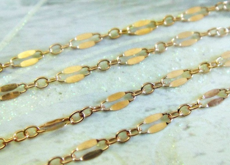 Gold Filled Dapped Sequin Chain / Elongated Long and Short | Etsy
