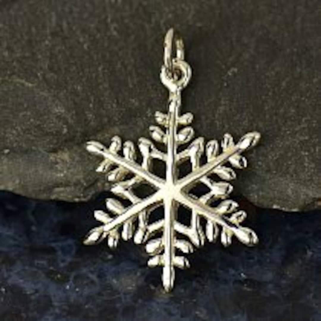 Snowflake Snow Flake Charms Pendants, 925 Sterling Silver, 1 Pc, Double ...