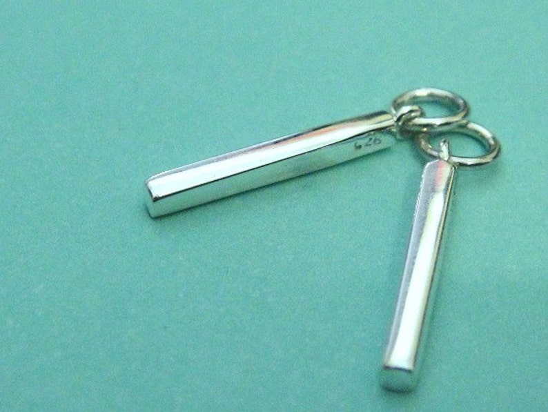 Sterling Silver Bar Charm, Rectangle Drop Dangle, 4 PCS, Bar of Silver ...