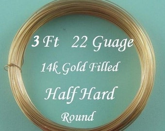 10 Ft 22g Round Wire, 14kt Gold Filled, Half Hard, High Quality, Other ...