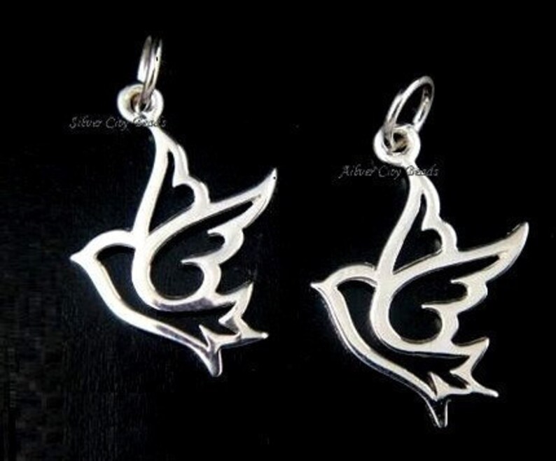 2 Silver Dove Charms SALE 925 Sterling Silver Open Work Dove | Etsy