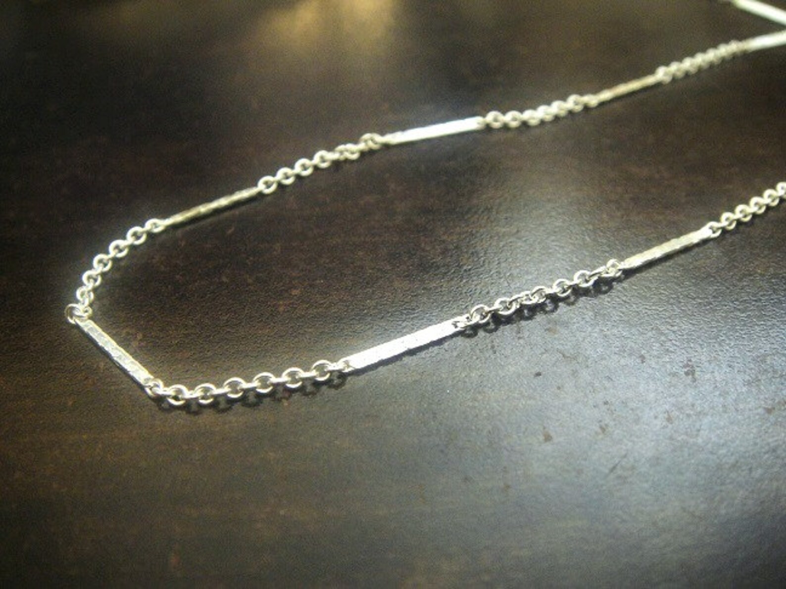 Sterling Hammered Bar Link Chain, 925 Silver, 1 Foot, Designer Chain ...