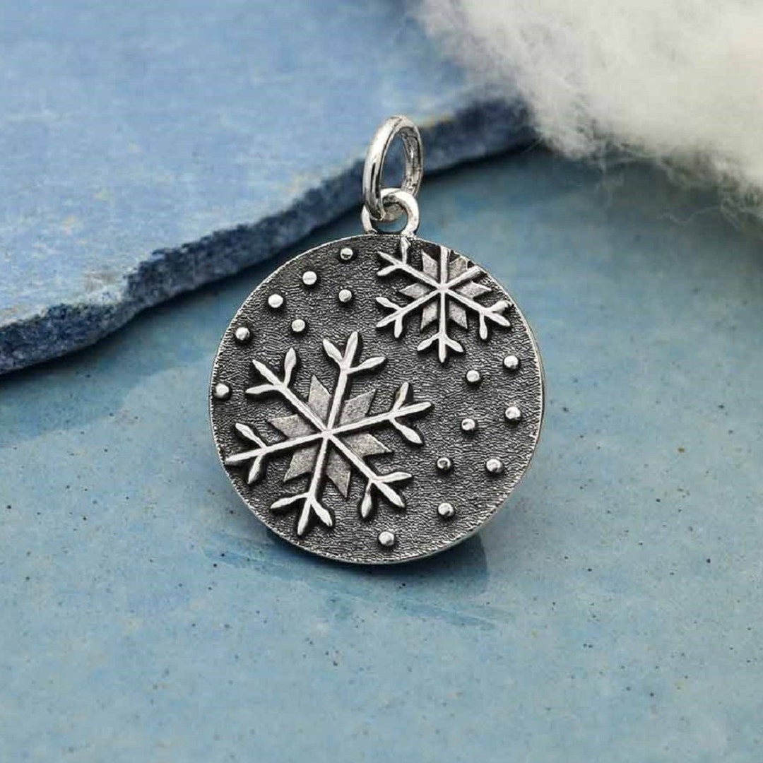Sterling Silver Falling Snowflakes Pendant, Charm 20x15mm - Etsy