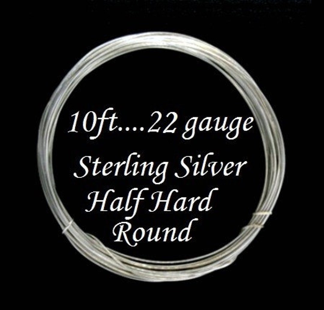 22g Gauge Ga Silver Wire, 10 Ft, 925 Sterling Silver Round Wire,- Half ...