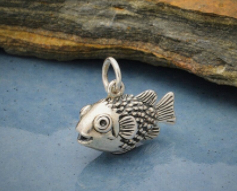 Sterling Silver Puffer Fish Charm Wholesale Charms Solid 3D - Etsy