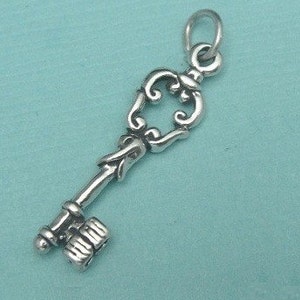 Silver Key Charm Sterling Silver SALE Victorian Key 30x7.5mm, 3 ...