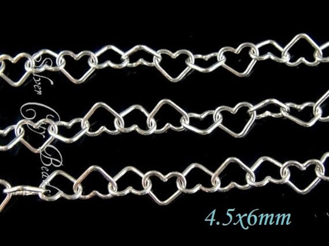 18 Inches Sterling Silver Heart Chain- 6x4.5mm - Etsy