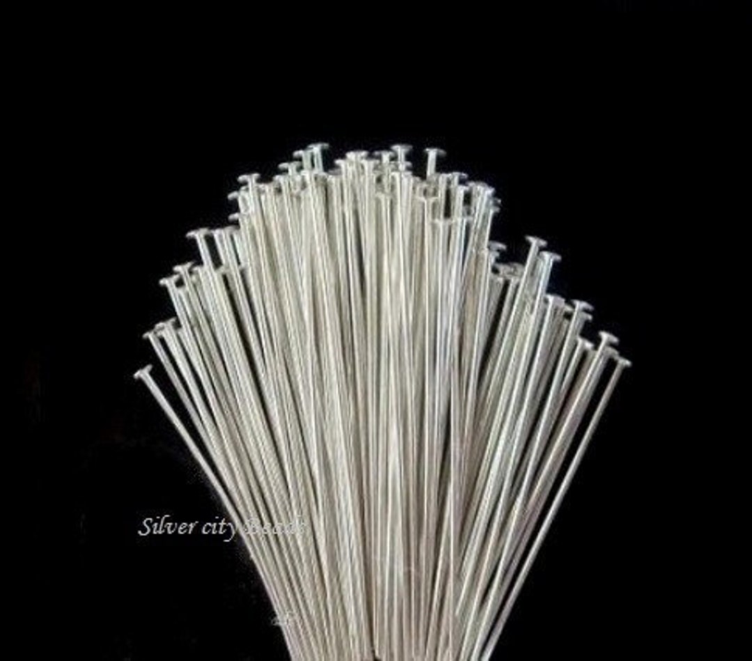 Silver Flat Headpins, Head Pins, 100 Pcs 24g Gauge Ga G 25mm, Sterling ...