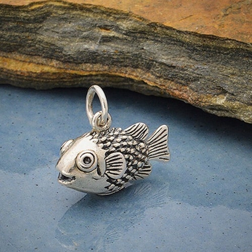 Sterling Silver Puffer Fish Charm Wholesale Charms Solid 3D - Etsy