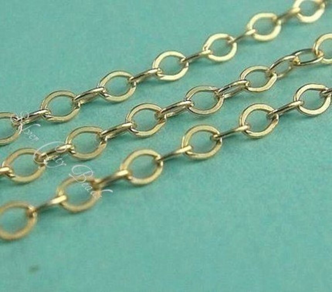 14k Gold Filled Flat Cable Chainwholesale Chain 5 Ft HEAVY - Etsy