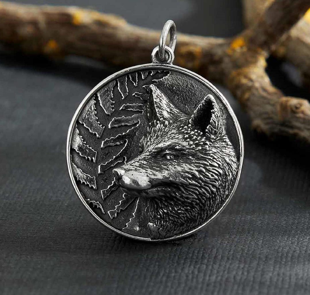 Sterling Silver Fox and Fern Pendant, Animal Lovers, 2-D Fox Charm, Zoo ...