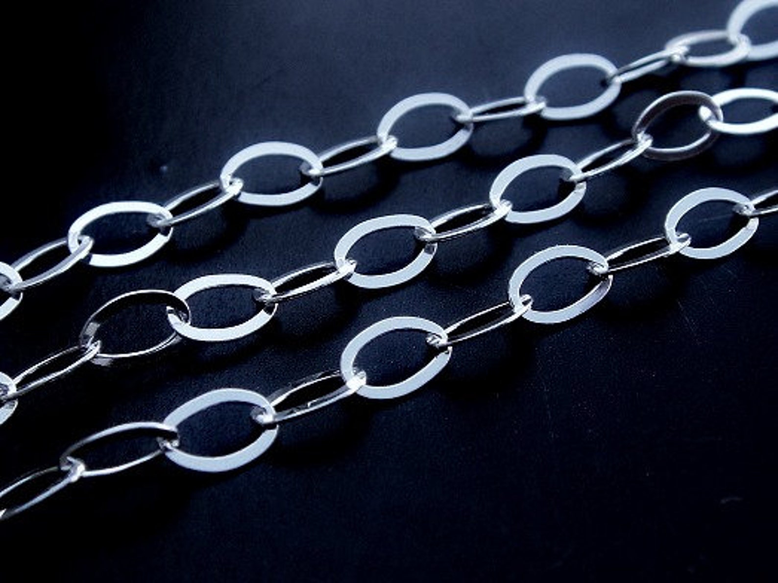 Sterling Silver Flat Cable Oval Chain 4.5x3mm 10 Ft High | Etsy