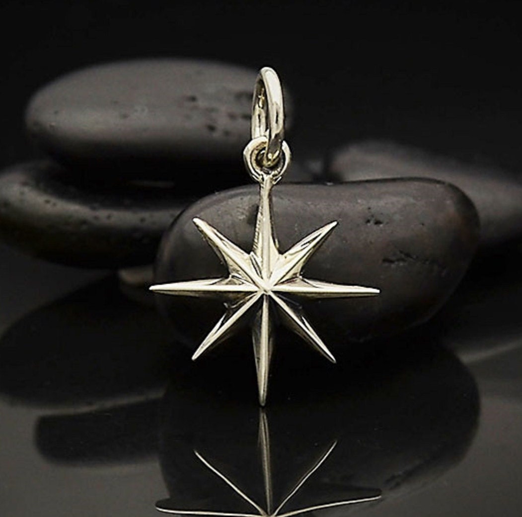 Sterling Silver Ridged 6 Point Star Burst Charm 17x12mm - Etsy