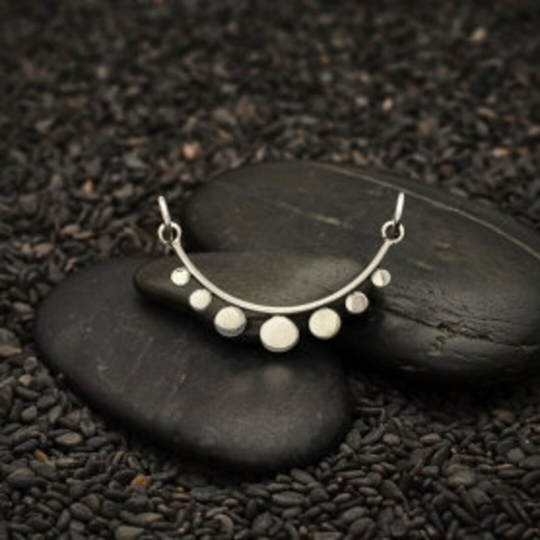 Sterling Silver Curved Bar Festoon With Flat Circle Granulation - Etsy