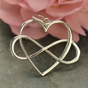 Infinity Heart Charm, Select LARGE or SMALL 925 Sterling Silver Pendant ...
