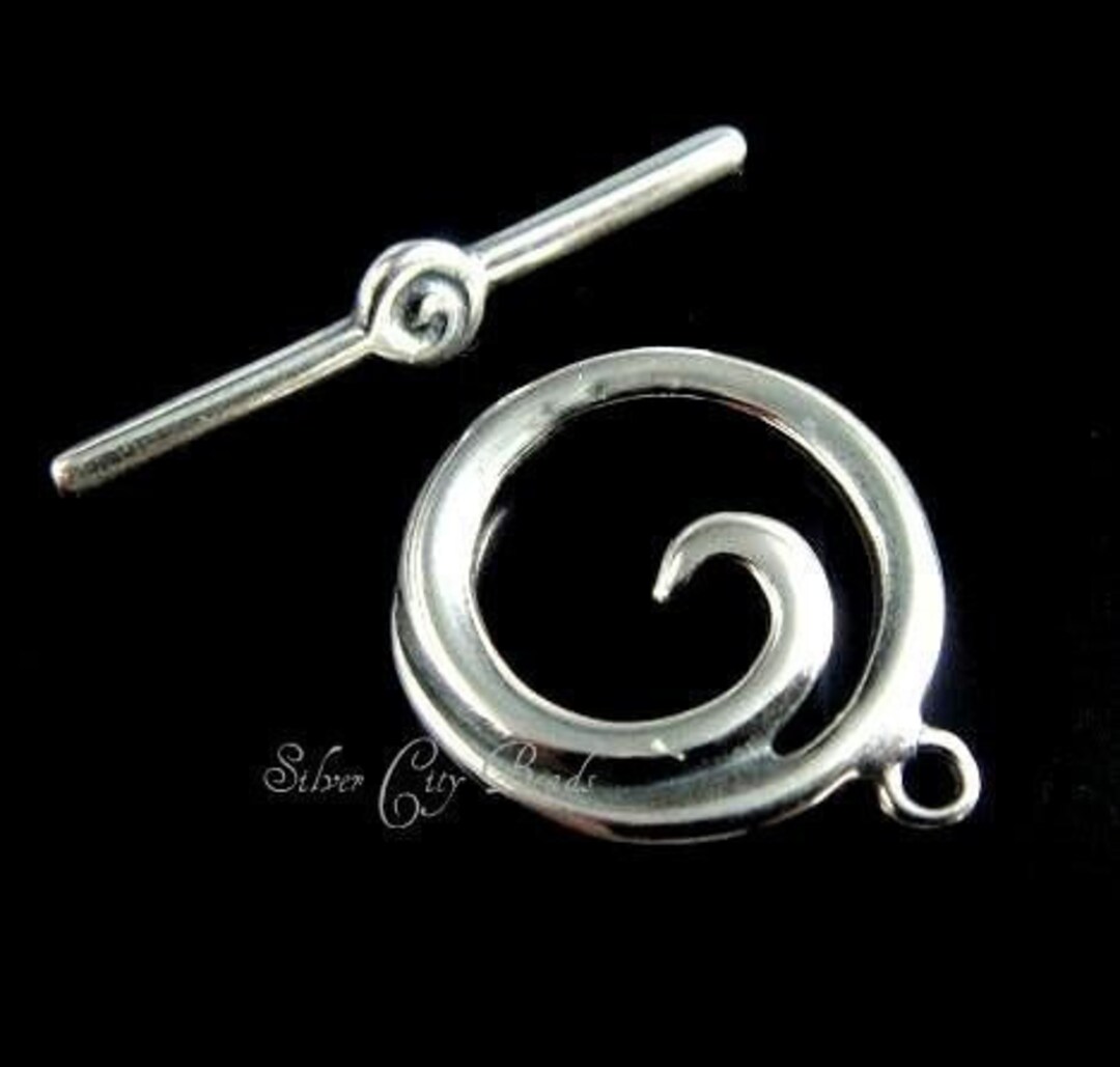 Wave Silver Toggle 925 Sterling Silver Toggle 15x24mm Bright, 1 Set ...
