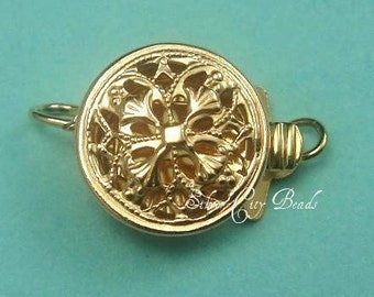 1pc, 9mm Gold Filigree Clasp, Gold Filled Pearl Clasp, 9mm Small ...