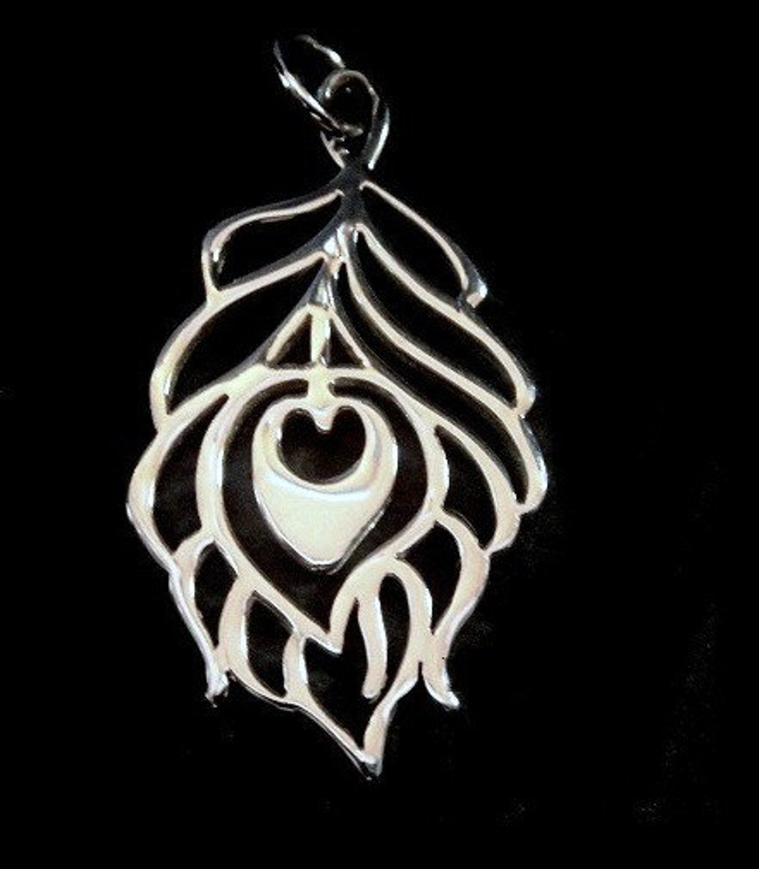 Sterling Silver Peacock Feather Charm 1 Pc 30x15x1.5mm Thai - Etsy
