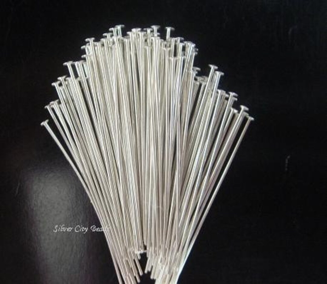 Silver Flat Headpins, Head Pins, 100 Pcs- 26g Sterling Silver Flat ...