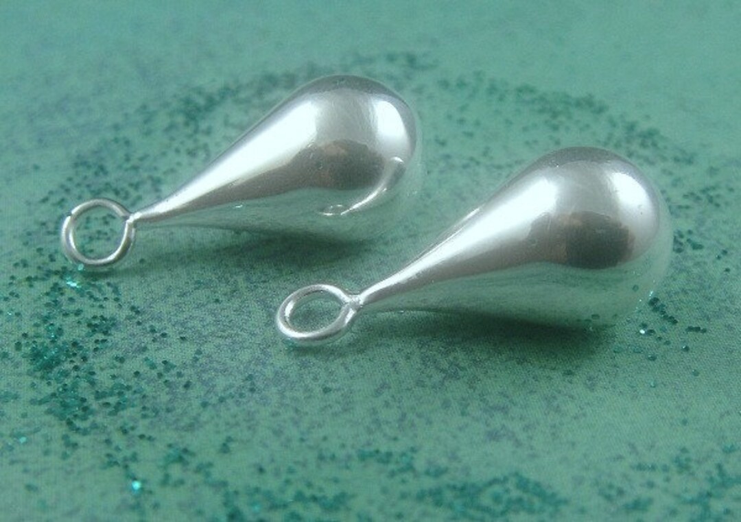 Silver Teardrop Charm, 1 Pc Sterling Silver Large Teardrop Briolette ...