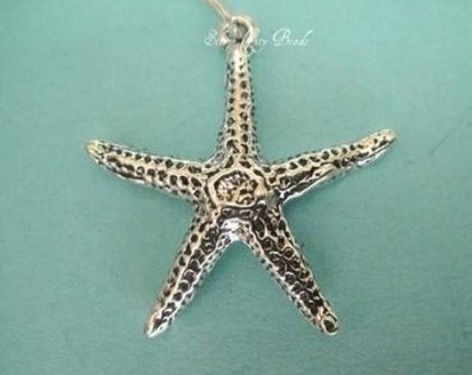 5 Sterling Silver Starfish Charms, 925 Silver Starfish Charms, Star ...