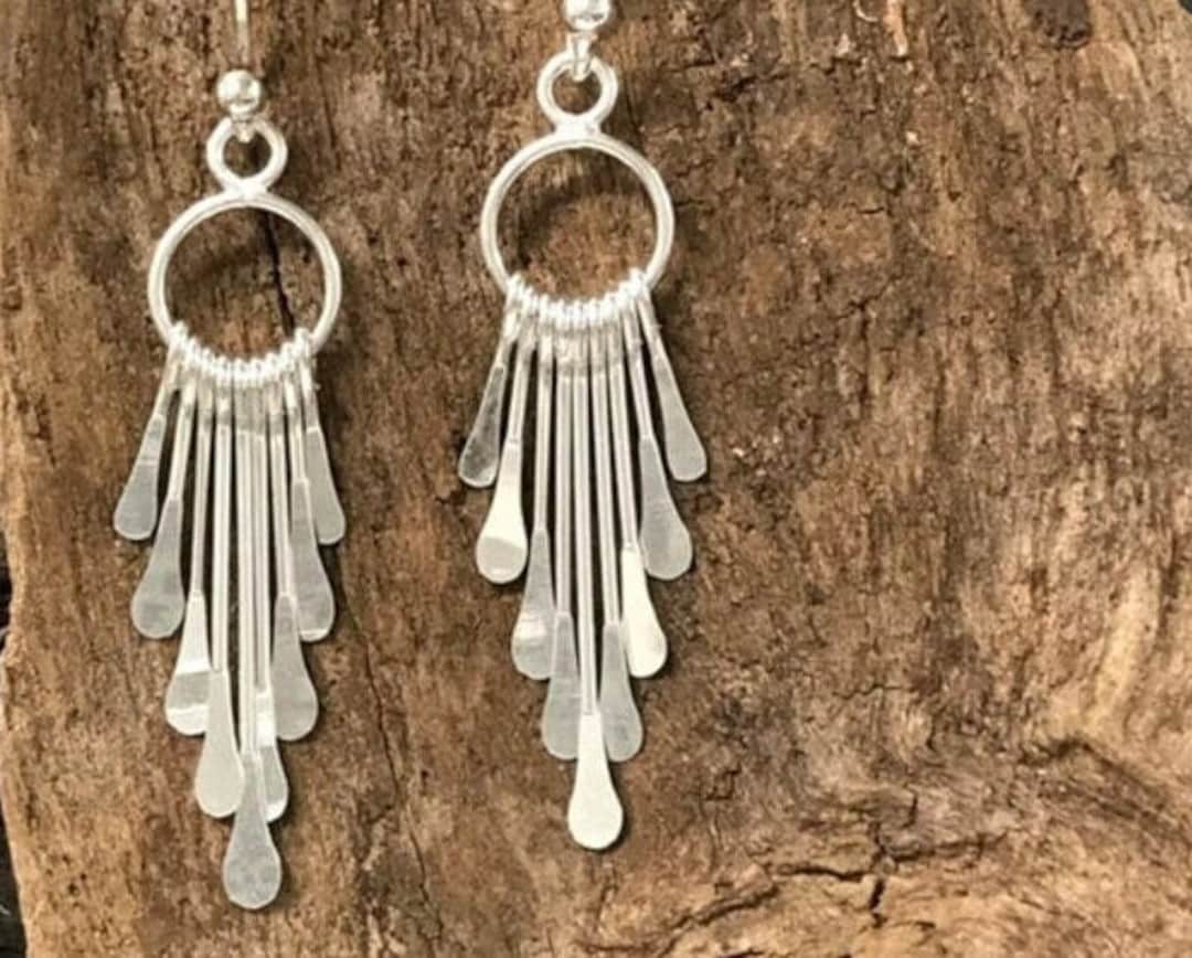 Sterling Silver Paddle Tassel Drop, PENDANT Dangle, Fringe Drop Links ...