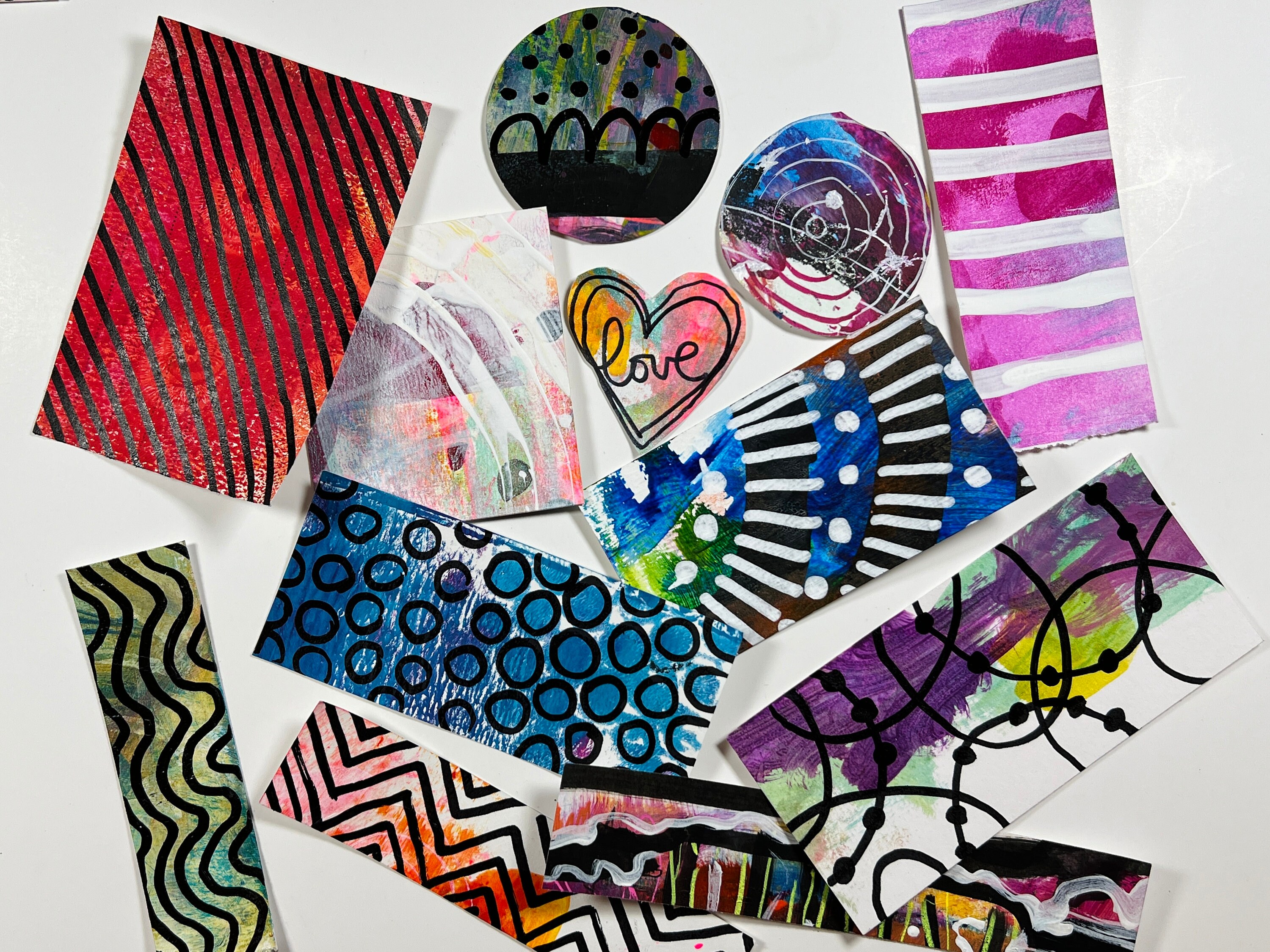 12 Pack Mixed Media Mystery Ephemera Pack Abstract Papers Hand-painted ...