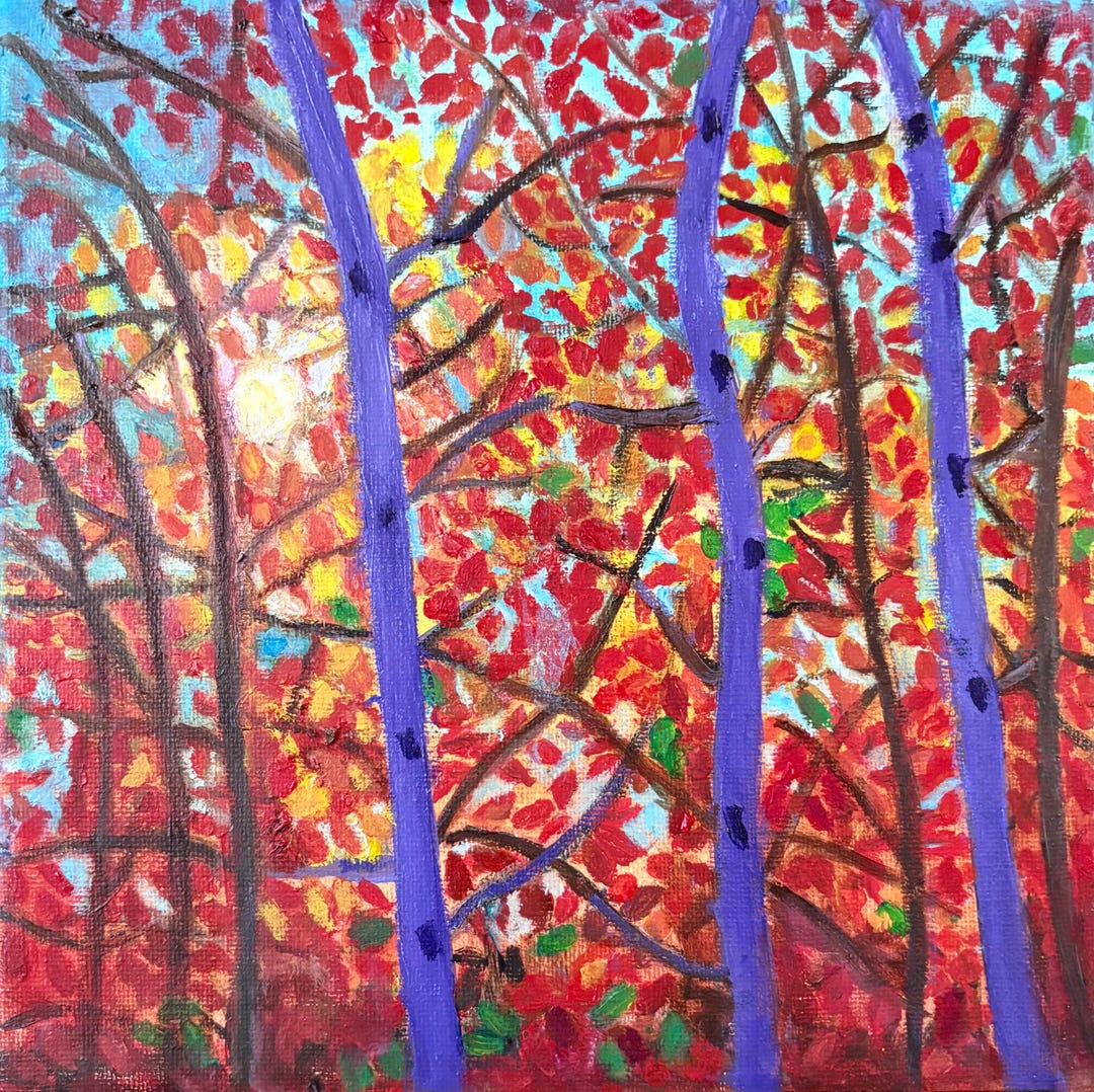 Autumn Leaves Oil Painting 8x8 | Original Fall Wall Art | Nature Home ...