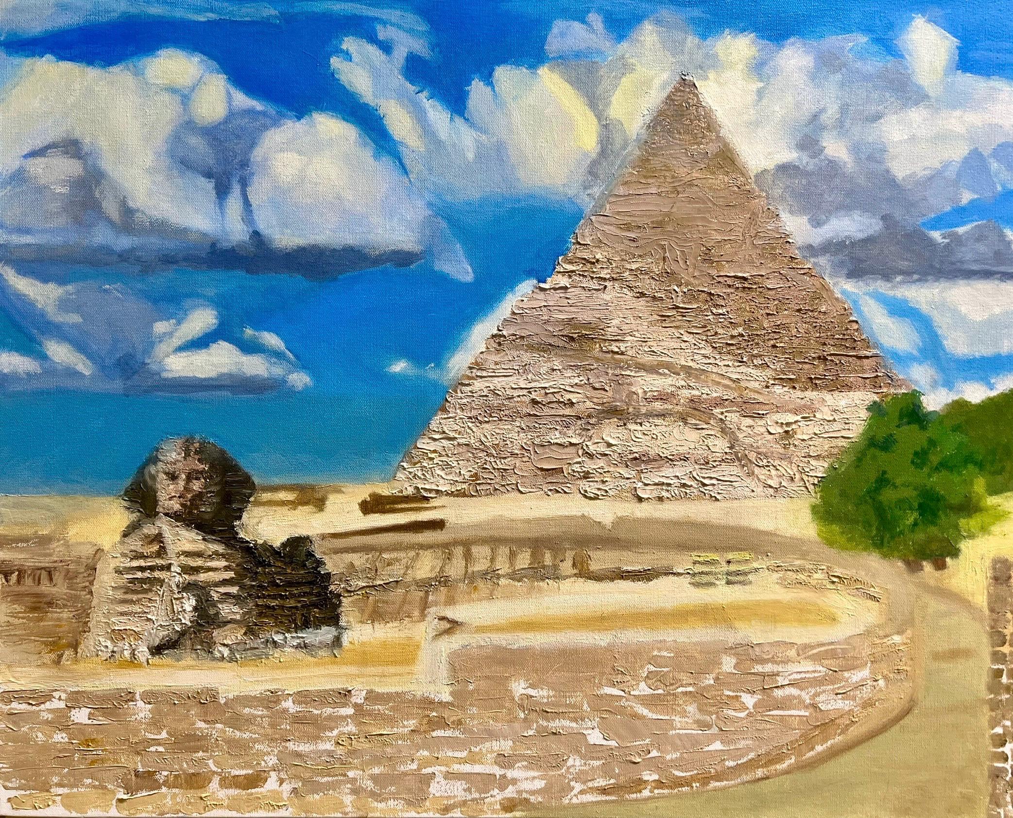 Pyramid and Sphinx Oil Painting on Canvas, Captivating Nature Wall Art ...