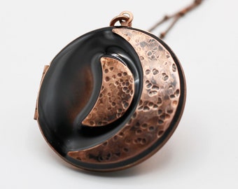 Moon Locket Necklace · Custom Photo Lockets · Moon Phase Jewelry ...