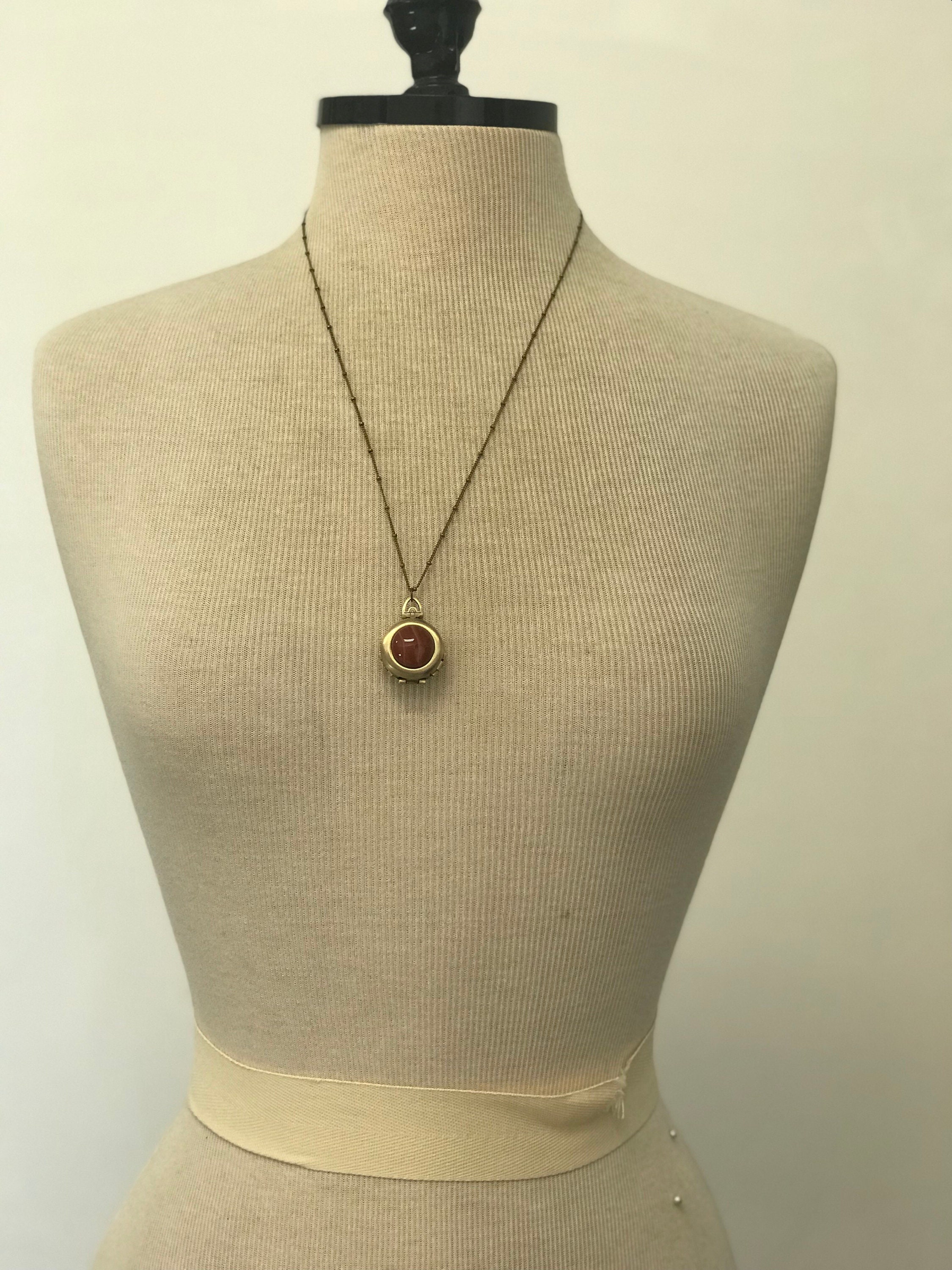 Incredible Four-way Locket Red Agate Necklace Family Album Lockets ...