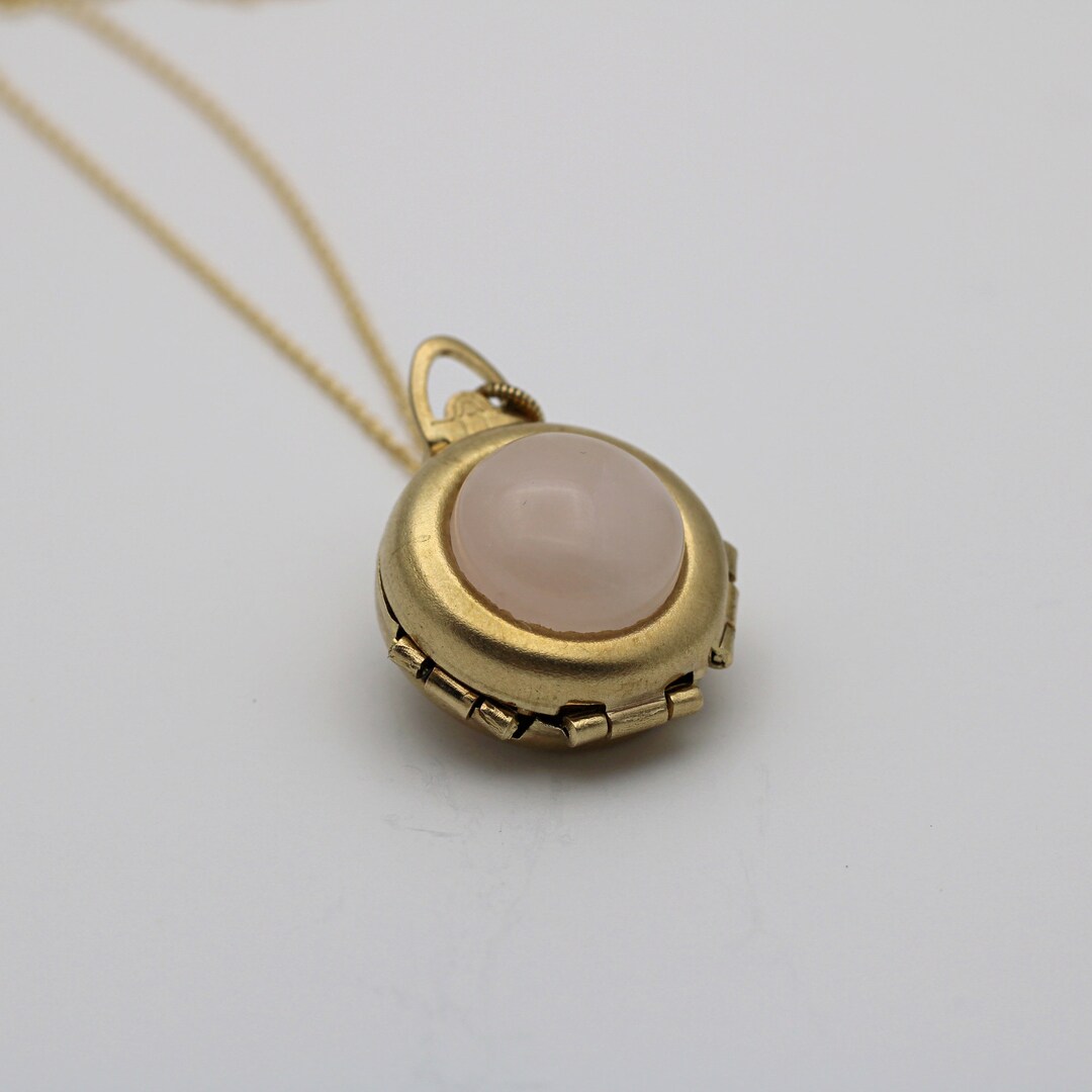 Locket Necklace • Rose Quartz Stone • Custom Portrait Gift ...