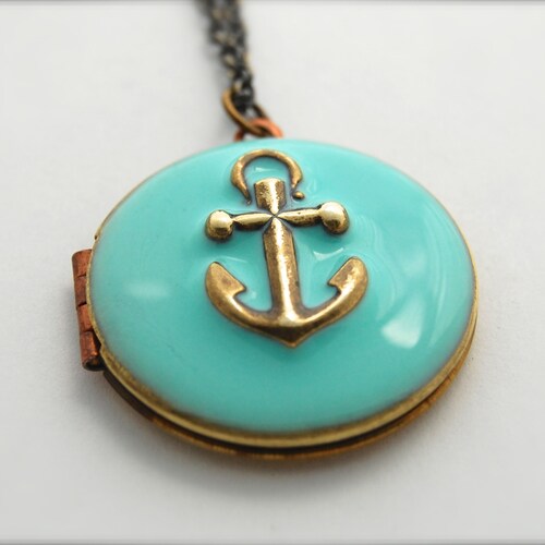 Anchor Necklace Locket Jewelry Anchors Nautical Wedding - Etsy