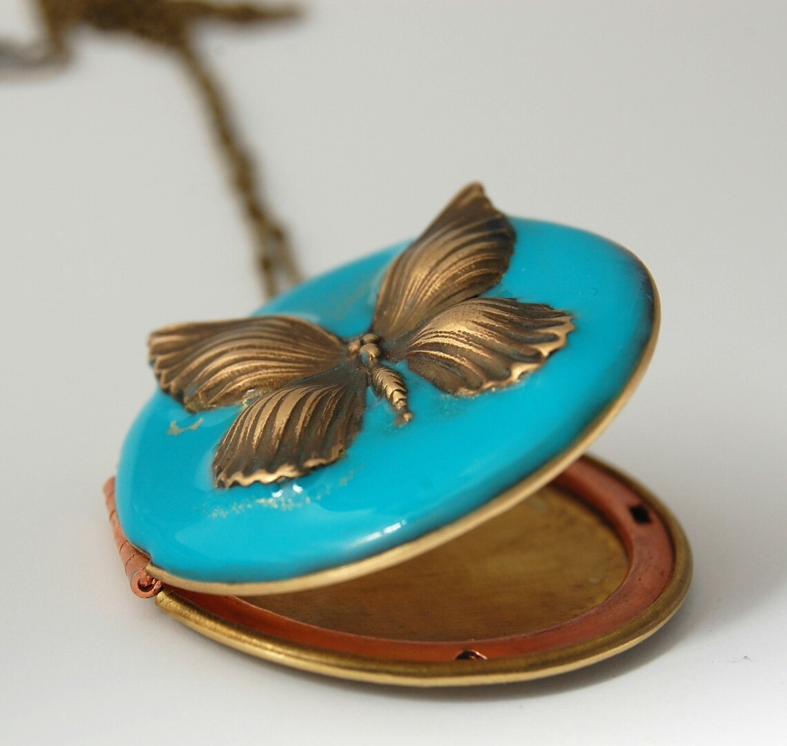 Vintage Butterfly Locket Necklace Butterflies Retro Sixties - Etsy
