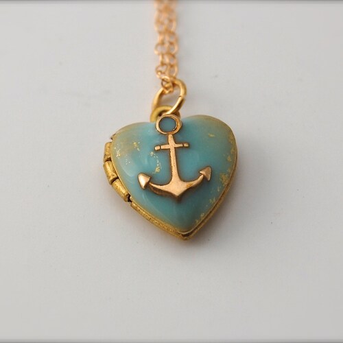 Anchor Necklace Locket Jewelry Anchors Nautical Wedding - Etsy