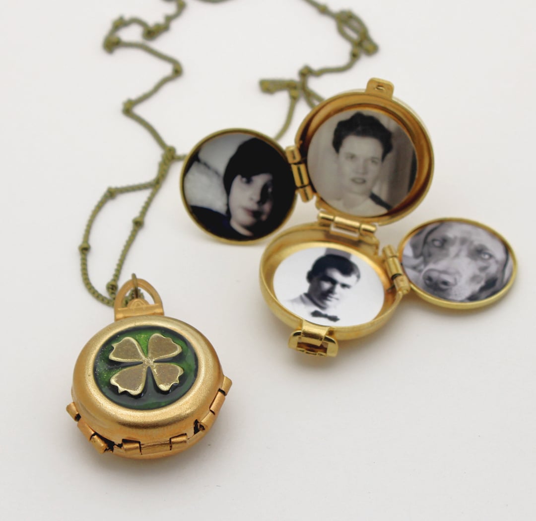 Four Leaf Clover Necklace Four-way Locket Necklace Family Album Lockets ...