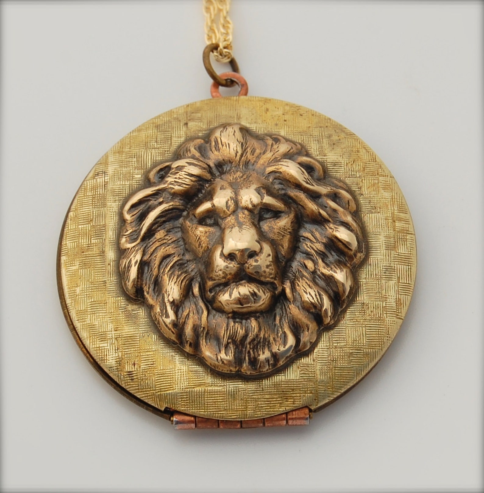 Vintage Locket Lion Head Necklace Jewelry Long Chain Rare - Etsy