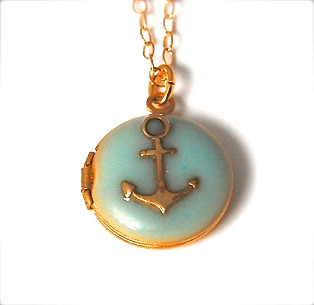 Anchor Necklace Locket Jewelry Anchors Nautical Wedding Layering ...