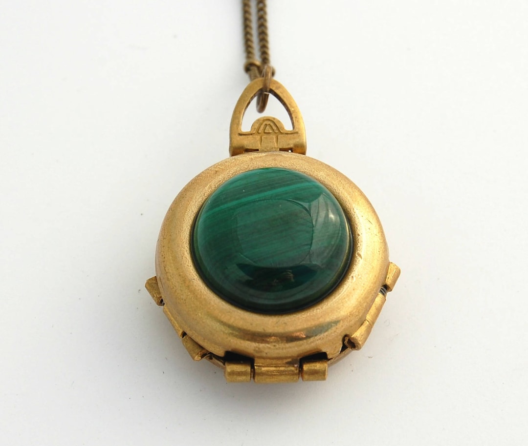 Incredible Four-way Locket Malachite Necklace Family Album Lockets ...