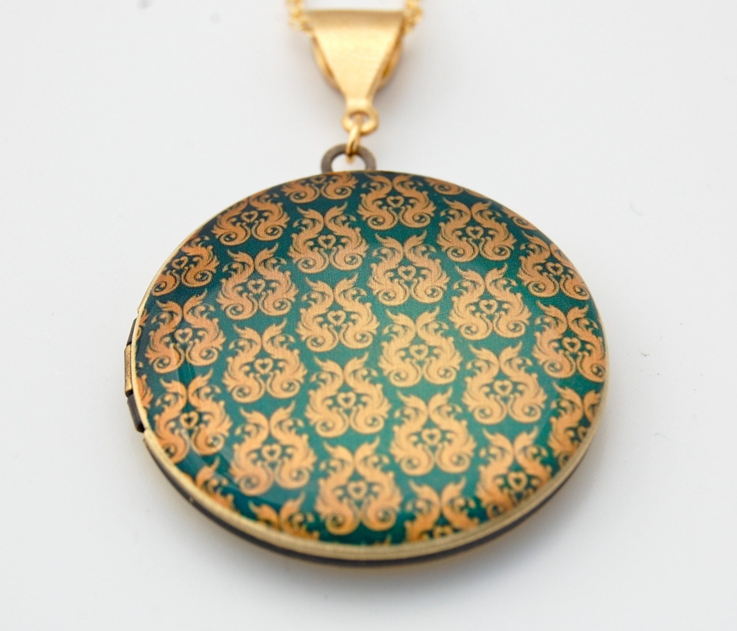 Vintage Inspired Locket Necklace with Turquoise and Gold | Etsy