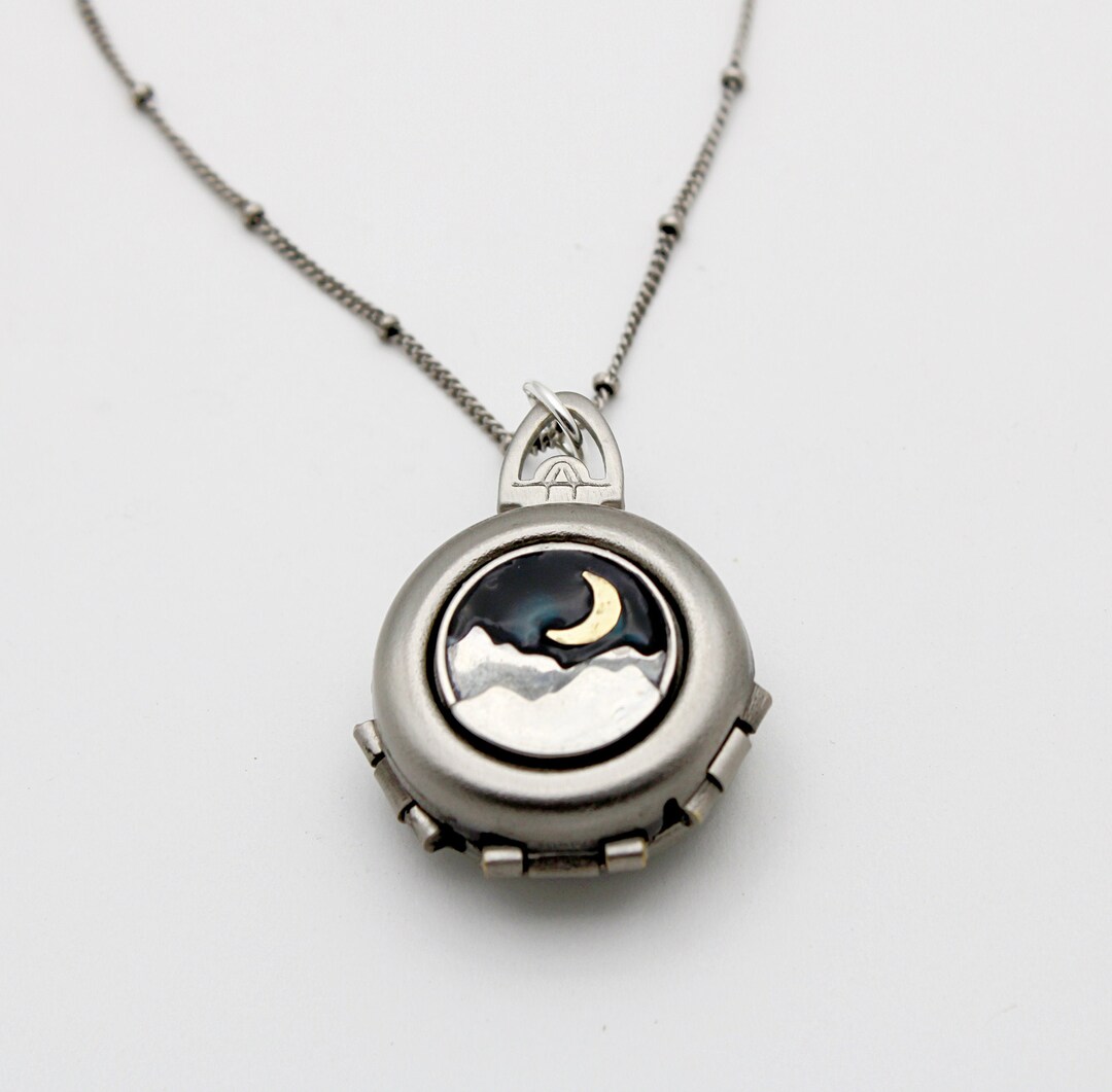 Crescent Moon Mountains Incredible Four-way Locket Necklace Family ...