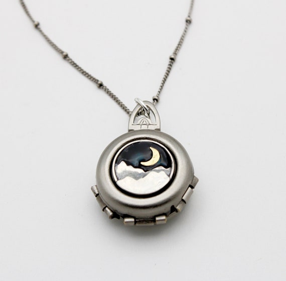 Crescent Moon Mountains Incredible Four-way Locket Necklace | Etsy