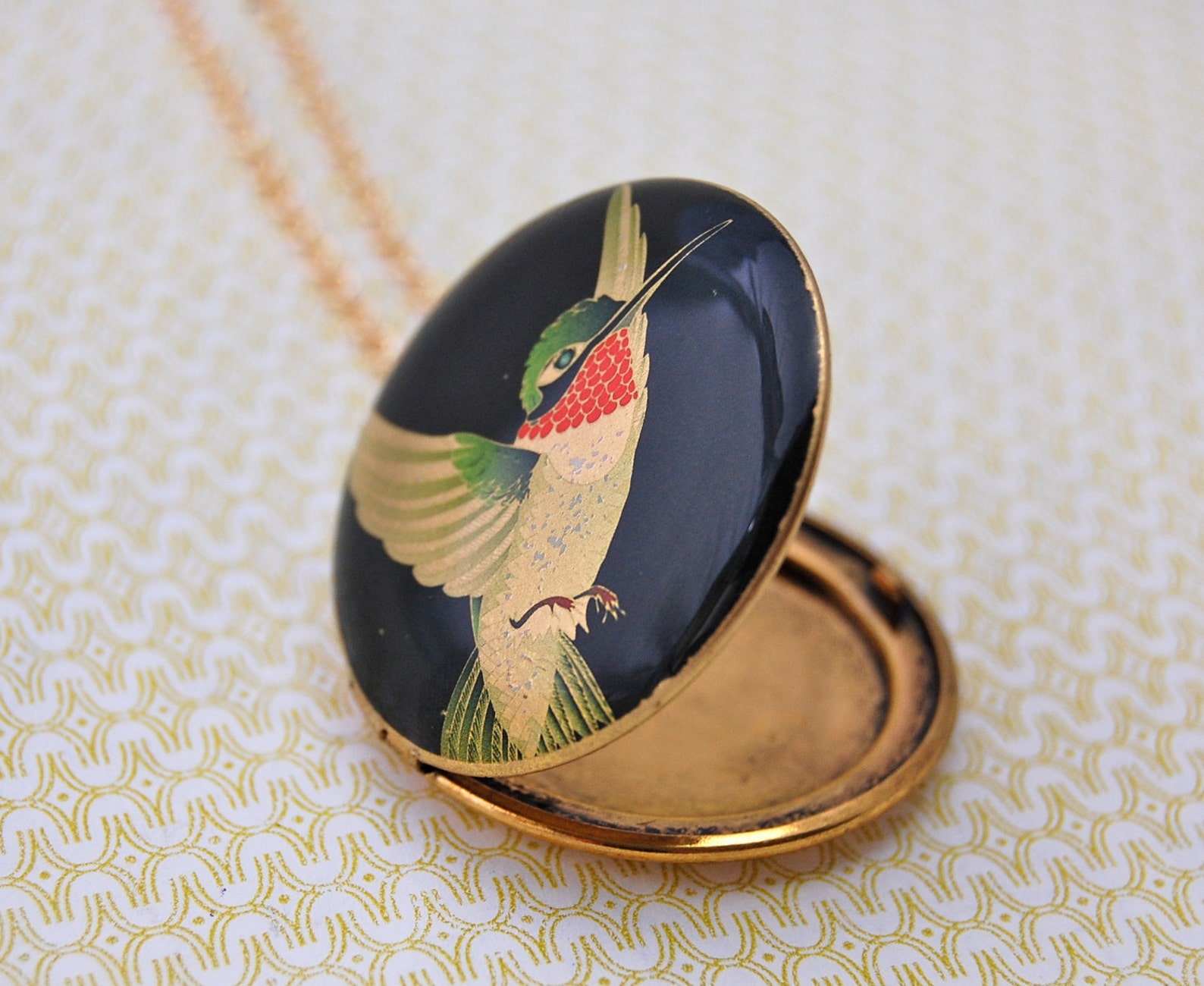 Hummingbird Locket Pendant Necklace - Etsy