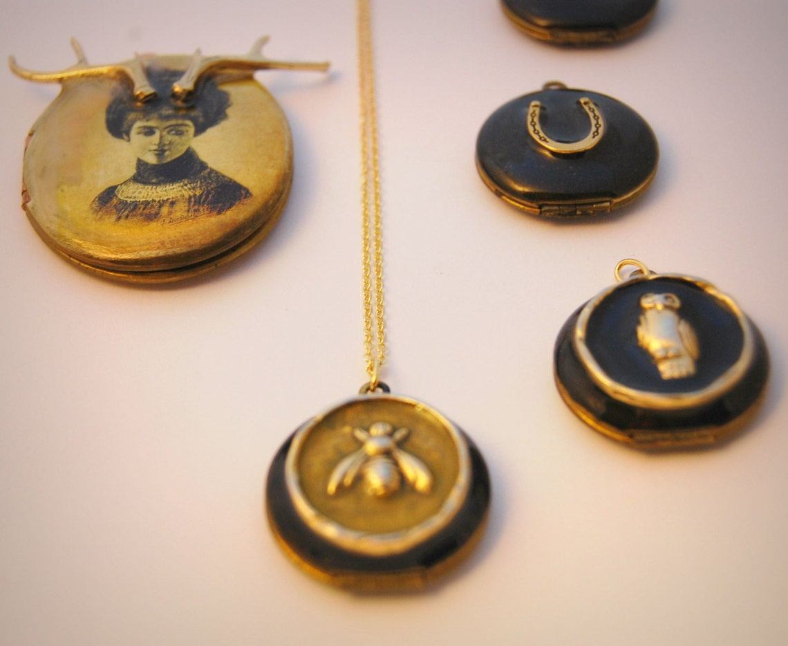 Owl Locket Necklace Vintage Lockets Necklaces Owls Bird - Etsy
