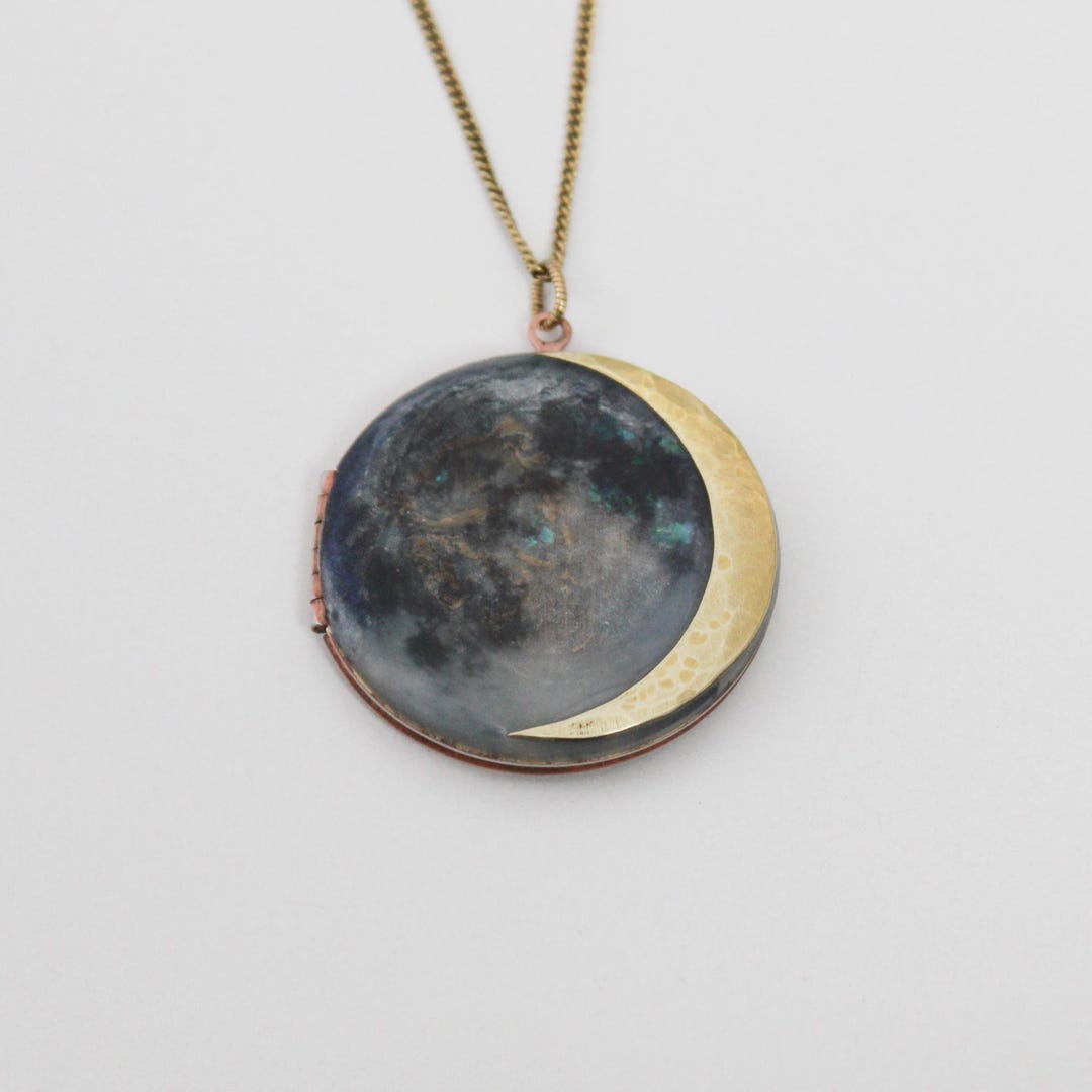 Vintage Locket Moon Necklace • Personalized Gift Jewelry • Celestial ...